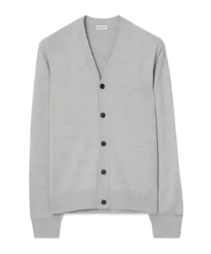 Burberry V-neck Wool Cardigan With Embroidered Logo