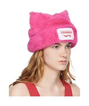 CHARLES JEFFRREY LOVERBOY Plush Knit Beanie - Pink