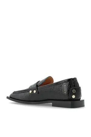 GANNI Square-toe Loafers With Block Heel - Black
