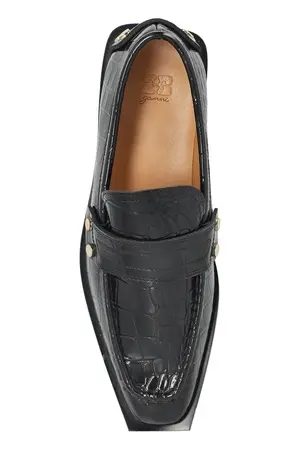 GANNI Square-toe Loafers With Block Heel - Black