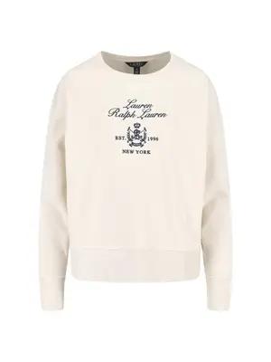 Ralph Lauren Crewneck Sweatshirt With Logo Print - Beige