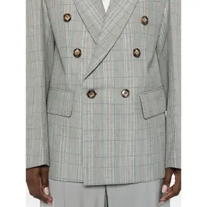 Victoria Beckham Double-breasted Tailored Blazer With Notched Lapel - Gray