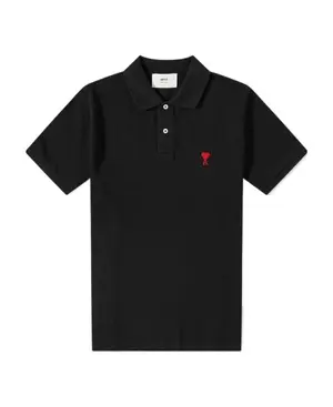 AMI Paris Logo Embroidered Short-sleeve Polo Shirt - No