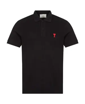 AMI Paris Logo Embroidered Short-sleeve Polo Shirt - No