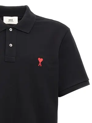 AMI Paris Logo Embroidered Short-sleeve Polo Shirt - No