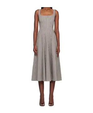 Staud Midi Dress With Graphic Print - Gray