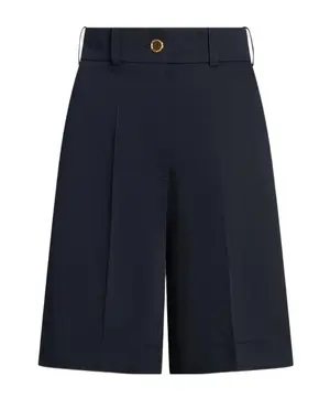 PATOU Tailored Bermuda Shorts With Gold Button - Navy