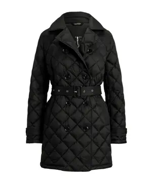 Ralph Lauren Quilted Insulated Jacket With Lapel Collar And Front Ties