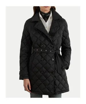 Ralph Lauren Quilted Insulated Jacket With Lapel Collar And Front Ties