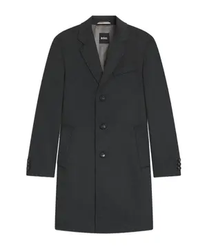 Hugo Boss Single Breasted Buttoned Coat - Dark Gray