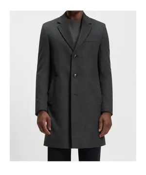 Hugo Boss Single Breasted Buttoned Coat - Dark Gray