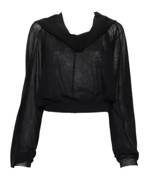 Rick Owens Hooded Long Sleeve Pleated Top
