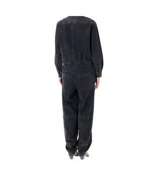Isabel Marant Étoile Buttoned Flap-pocket Denim Jumpsuit - Black