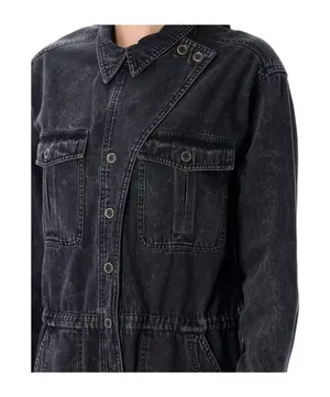 Isabel Marant Étoile Buttoned Flap-pocket Denim Jumpsuit - Black