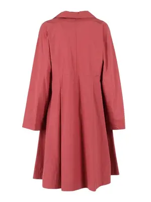 Max Mara Collared Buttoned Long Sleeve Pleated Dress - Red