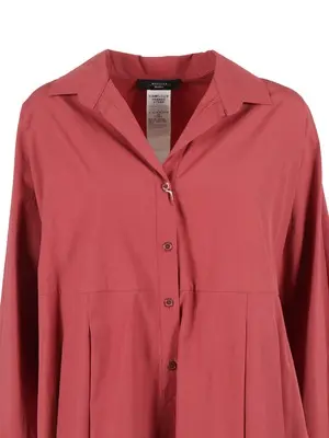Max Mara Collared Buttoned Long Sleeve Pleated Dress - Red