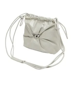 DIESEL® Scrunch Leather Bucket Bag - White
