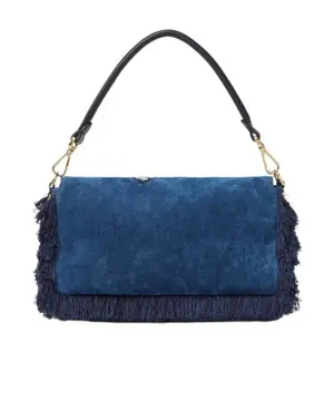 Fendi Butterfly Embellished Denim Baguette Bag