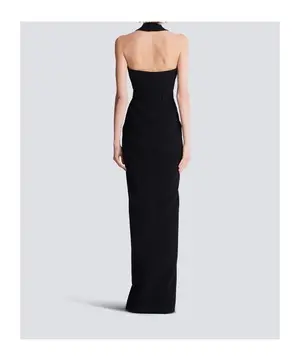 Balmain Belted Long Crepe Dress