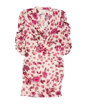 Isabel Marant Étoile V-neck Ruffled Puff Sleeve Mini Dress