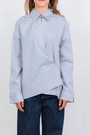 Fendi Striped Asymmetric Long-sleeve Shirt - Gray