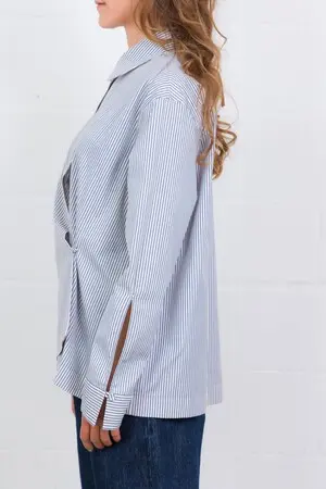 Fendi Striped Asymmetric Long-sleeve Shirt - Gray