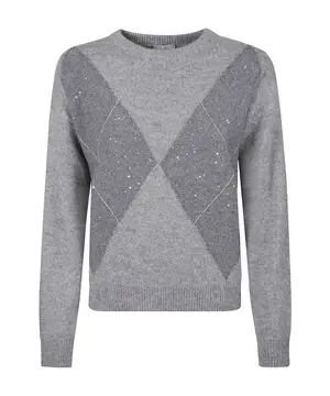 Peserico Diamond Jacquard Jumper With Embellishments