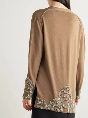 Erdem Crystal-embellished Wool Cardigan
