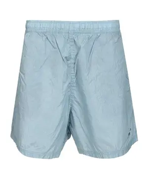 Stone Island Logo Printed Shorts - Light Blue