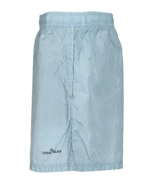 Stone Island Logo Printed Shorts - Light Blue