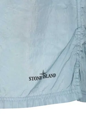 Stone Island Logo Printed Shorts - Light Blue
