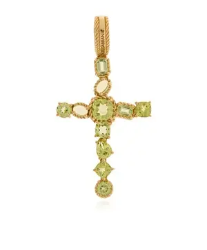 Dolce & Gabbana Gold Cross Charm Pendant With Peridot