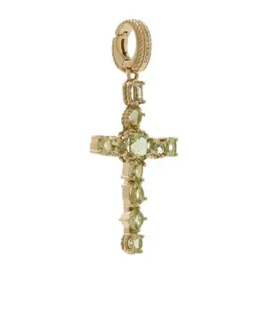Dolce & Gabbana Gold Cross Charm Pendant With Peridot