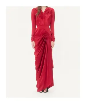 Valentino Garavani Crepe Satin Gown With Draped Details