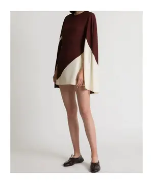 Alberta Ferretti Printed Cape Mini Dress - Brown