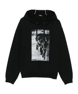 Versace Graphic Print Drawstring Hoodie