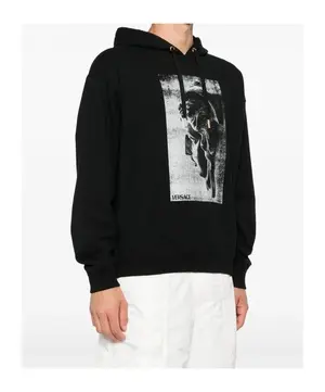 Versace Graphic Print Drawstring Hoodie