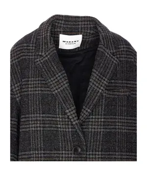 Isabel Marant Étoile Checked Long Sleeve Coat - Black