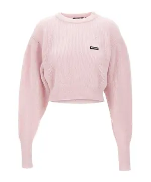 ROTATE BY BIRGER CHRISTENSEN Cropped Ribbed Crewneck Jumper - No