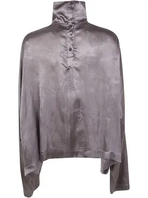 Rick Owens High Neck Long Sleeve Blouse - Gray