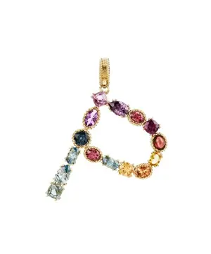 Dolce & Gabbana 18kt Yellow Gold Gemstone Letter 'p' Pendant - Multicolor