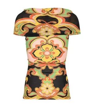 Etro Draped Floral Print Off-shoulder Top
