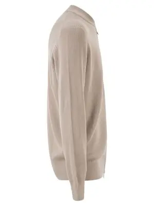 Brunello Cucinelli Zip-up Ribbed Cardigan - Nude