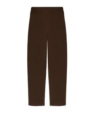 Issey Miyake Homme Plissé Pleated Tuxedo Trousers - Brown