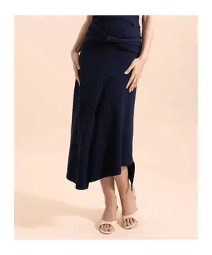 Victoria Beckham Ribbed Twist-front Skirt - Navy