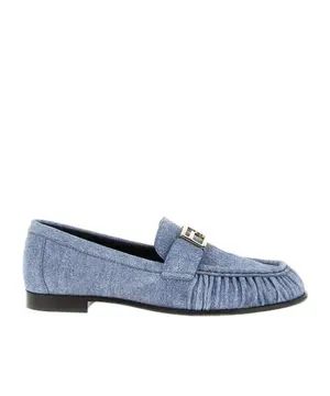 Fendi Baguette Logo Plaque Loafers - Light Blue