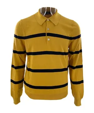 Dunhill Striped Long-sleeved Polo Shirt - Brown