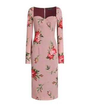 Dolce & Gabbana Rose Bouquet-printed Sheath Dress - Multicolor