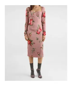 Dolce & Gabbana Rose Bouquet-printed Sheath Dress