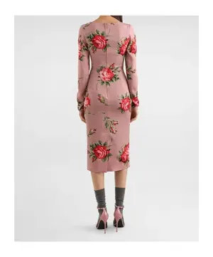 Dolce & Gabbana Rose Bouquet-printed Sheath Dress